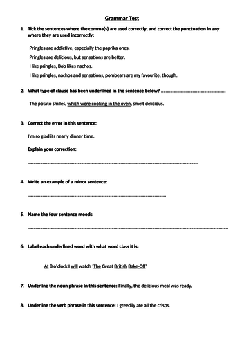 Grammar Tests | Teaching Resources