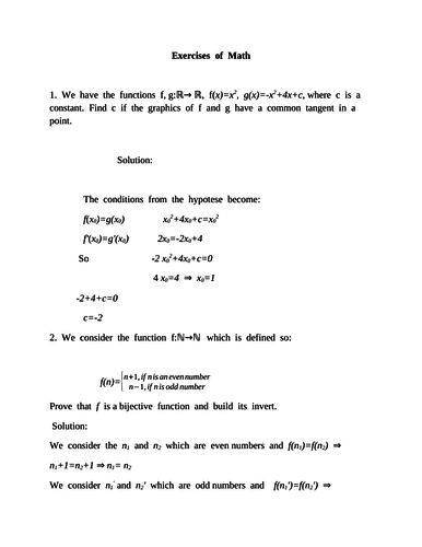 Exercises of Math | Teaching Resources