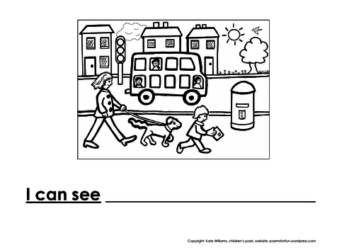 Busy Street - simple writing + colouring sheet | Teaching Resources
