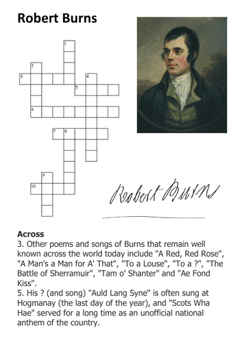Robert Burns Crossword | Teaching Resources