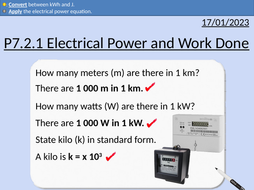 GCSE Physics: Electrical Power and Work Done | Teaching Resources