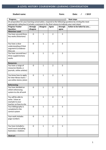 KS3-4-5 Learning Conversation template | Teaching Resources