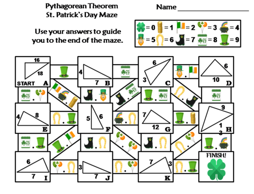 Pythagorean Theorem Activity: St. Patrick's Day Math Maze | Teaching ... Pythagorean Theorem Activity: St. Patrick's Day Math Maze | Teaching ...