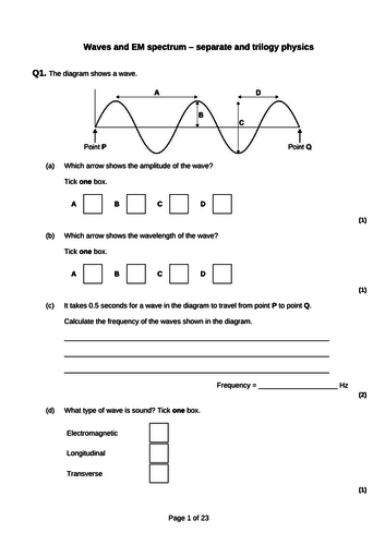 GCSE Physics Revision - Waves and electromagnetic spectrum | Teaching ...