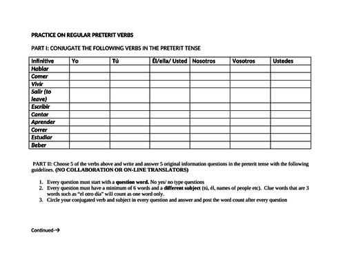 Practice regular and spell change preterit | Teaching Resources
