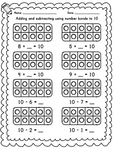 Adding and subtracting using number bonds to 10 | Teaching Resources