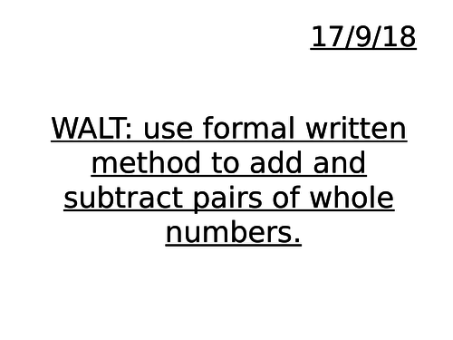 Year 6 Addition and Subtraction using formal written methods (whole ...
