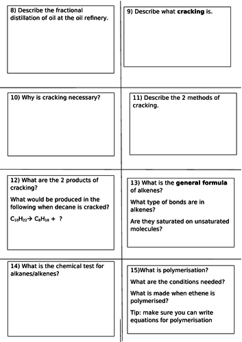 Organic Chemistry C9 revision cards | Teaching Resources