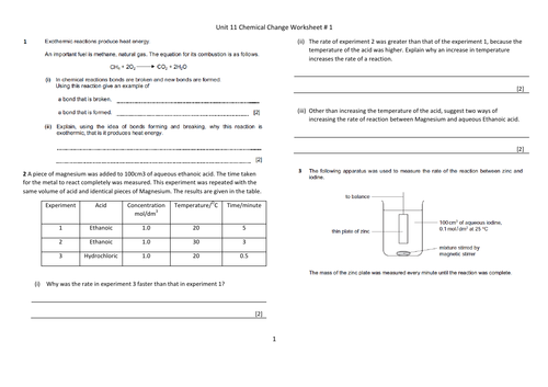 IGCSE Chemistry Chemical Change | Teaching Resources