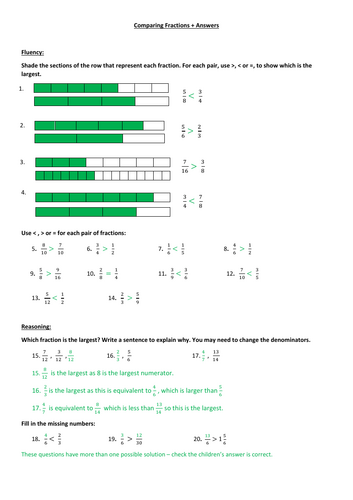 Comparing Fractions Activity | Teaching Resources