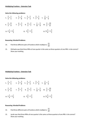 Multiplying Fractions by a whole number | Teaching Resources