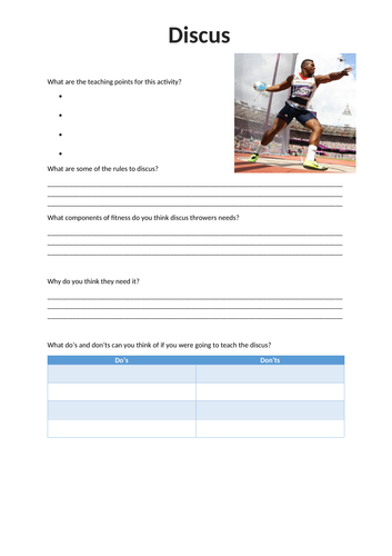 Non Participant Worksheet PE- Discuss | Teaching Resources