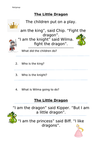 Simple Dragon Comprehension | Teaching Resources