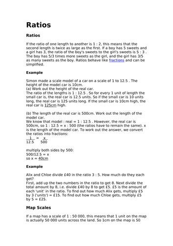Ratios - Simple Explanation | Teaching Resources