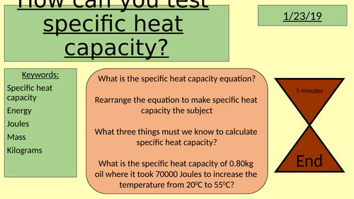 Testing specific heat capacity (pre/post practical lesson) | Teaching ...