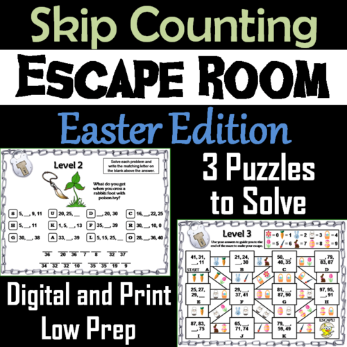 Skip Counting by 2, 3, 4, 5, 10 Game: Easter Escape Room Math Activity ...
