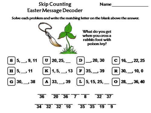 Skip Counting by 2, 3, 4, 5, 10 Easter Math Activity: Message Decoder ...
