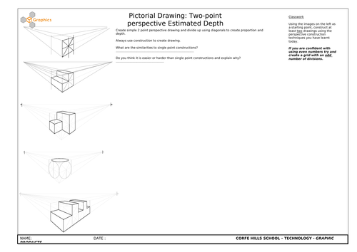 Two Point Perspective Worksheet The Helpful Art Teacher: Fun With One