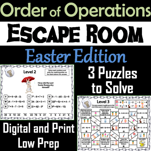 Easter Escape Room Math: Order of Operations Game (4th 5th 6th 7th ...
