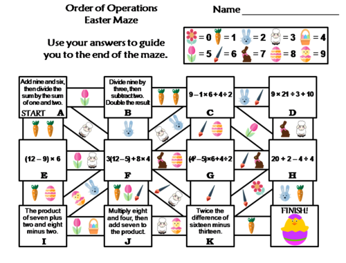 Order of Operations Activity: Easter Math Maze | Teaching Resources Order of Operations Activity: Easter Math Maze | Teaching Resources
