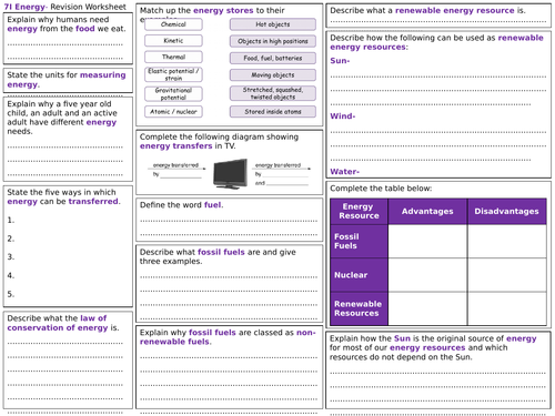 Exploring Science 7I Revision Worksheet- Energy | Teaching Resources Exploring Science 7I Revision Worksheet- Energy | Teaching Resources