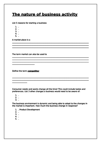 GCSE Business- Business activity BUNDLE | Teaching Resources
