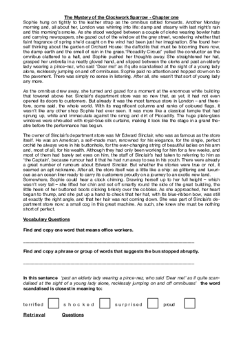 Year 6 SATS Comprehension Questions: The Mystery of the Clockwork ...