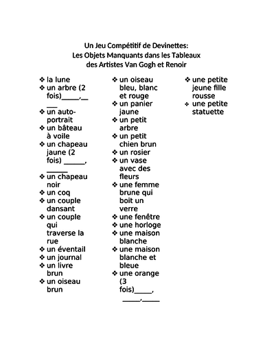 French Art Powerpoint Guessing Game | Teaching Resources