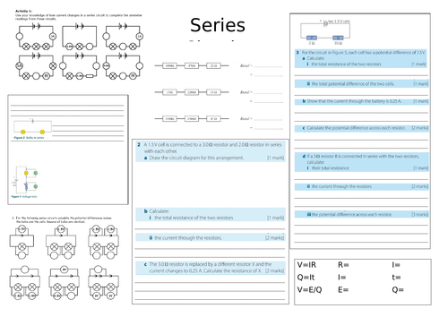 Series Circuits Summary Worksheet | Teaching Resources