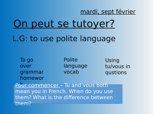 French Studio AQA Higher Module 3 Unit 3 On peut se tutoyer | Teaching ...