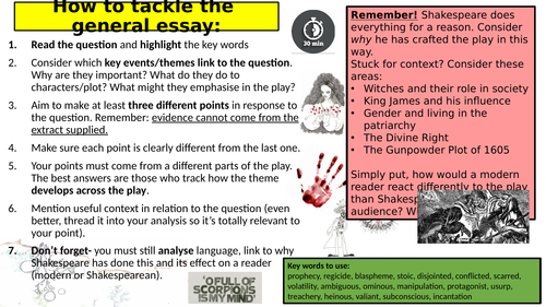 Macbeth general essay revision sheet | Teaching Resources