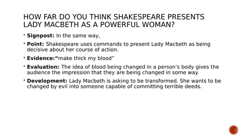 Macbeth Lady Macbeth Model SPEED paragraph | Teaching Resources