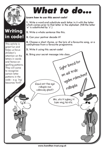 Writing in code! - English Homework - UKS2 | Teaching Resources