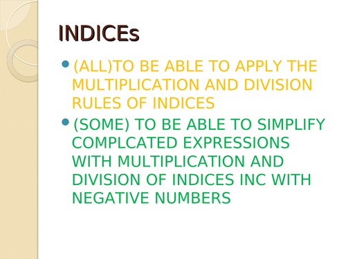 Indices lessons-all combined | Teaching Resources