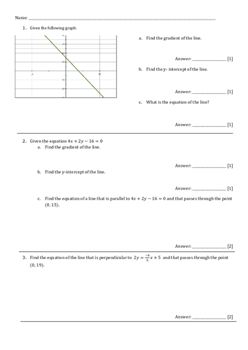 Test/ worksheet +answers. Straight line graphs GCSE/IGCSE- | Teaching ... Test/ worksheet +answers. Straight line graphs GCSE/IGCSE- | Teaching ...