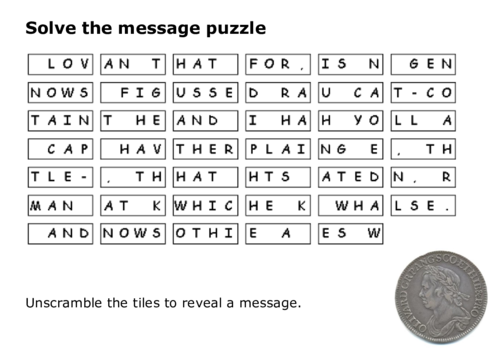 Solve the message puzzle from Oliver Cromwell | Teaching Resources