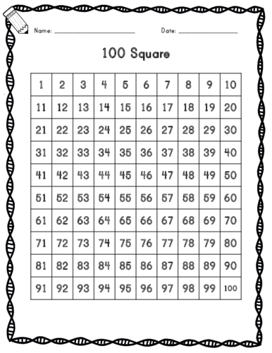 100 Square with different borders | Teaching Resources