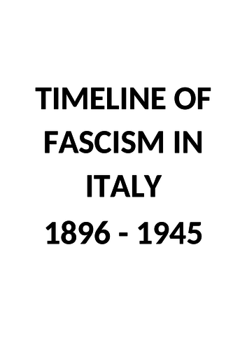 Timeline of Fascist Italy 1896-1945 | Teaching Resources