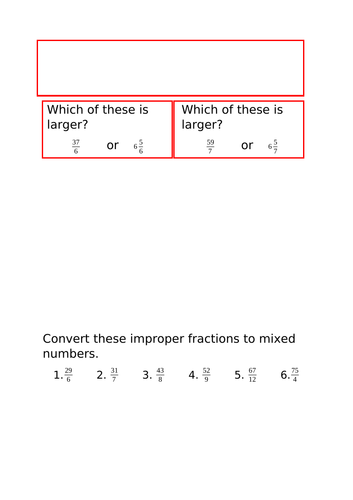 Converting between improper fractions and mixed numbers Y5 | Teaching ...