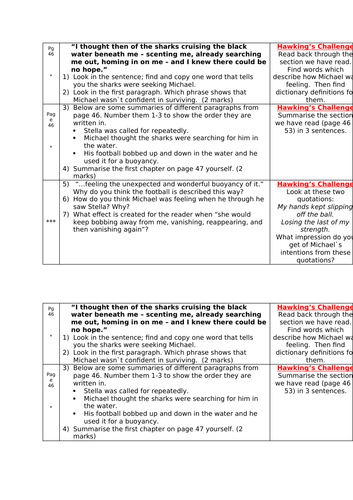 Kensukes Kingdom Reading Comprehension 3 | Teaching Resources