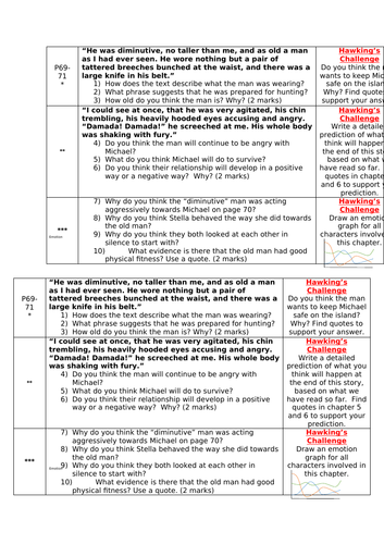 Kensukes Kingdom Reading Comprehension 4 | Teaching Resources