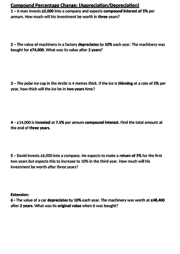 Compound percentage change | Teaching Resources