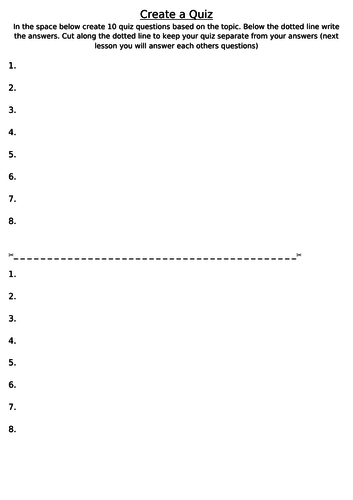 10 Question Quiz Template | Teaching Resources