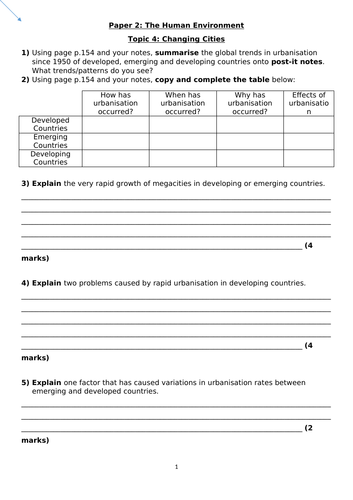 Changing Cities Revision Workbook | Teaching Resources Changing Cities Revision Workbook | Teaching Resources