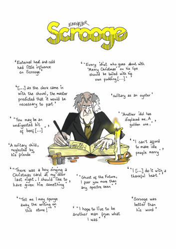 A CHRISTMAS CAROL Quotes GCSE REVISION poster EBENEZER SCROOGE Dickens ...