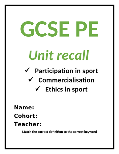 GCSE PE revision/homework booklet | Teaching Resources GCSE PE revision/homework booklet | Teaching Resources