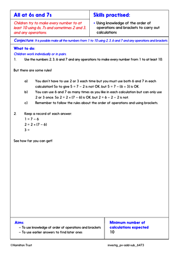 Use Brackets And Order Of Operations Problem Solving Investigation