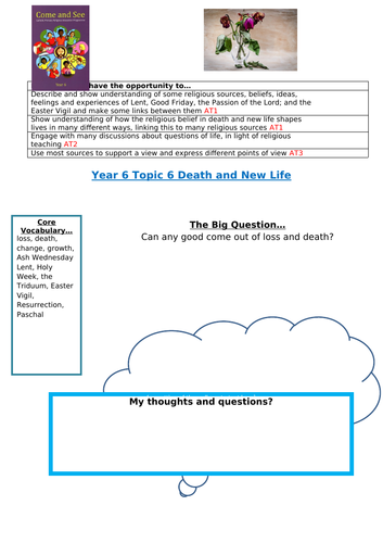 Come and See Year 6 topic 6 - Death and New Life | Teaching Resources