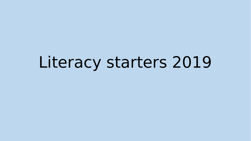 Literacy Starters | Teaching Resources