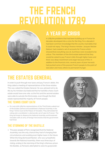 Super simple French Revolution 1789 notes for lower ability learners ...